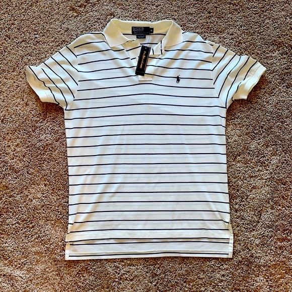 Polo Ralph Lauren | Shirts | Nwt White With Navy Stripe Polo Ralph ...